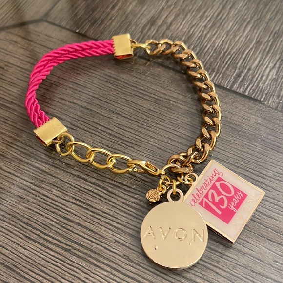 Avon | Jewelry | Celebrating 3 Years Avon Bracelet Gold Pink Charms ...